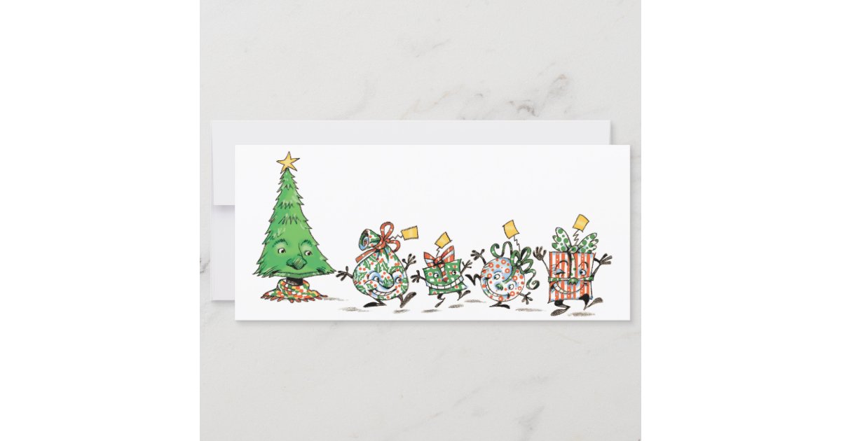 Cute Cartoon Dancing Christmas Presents and Tree | Zazzle