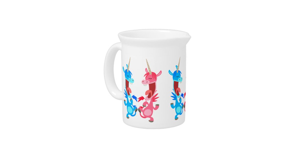 Cute Cartoon Dancing Unicorns Pitcher | Zazzle