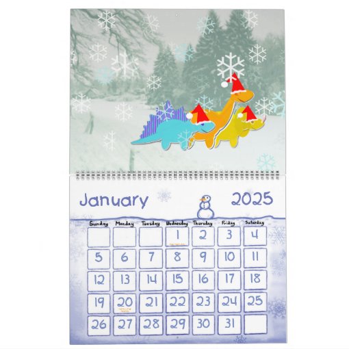 Cute Cartoon Dinosaurs Kids Calendar | Zazzle