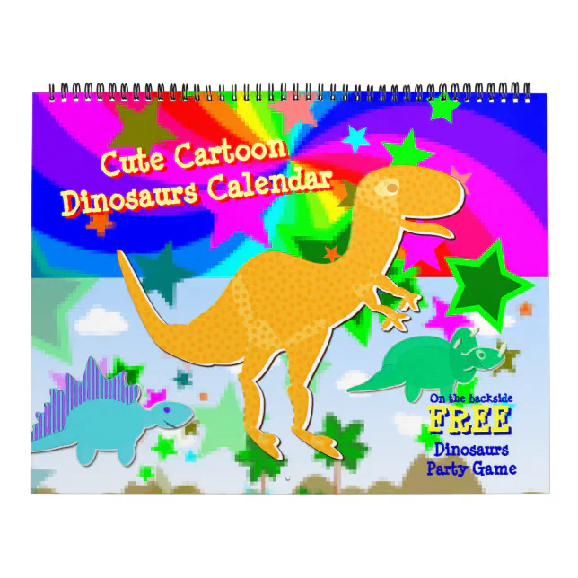 Cute Cartoon Dinosaurs Kids Calendar | Zazzle