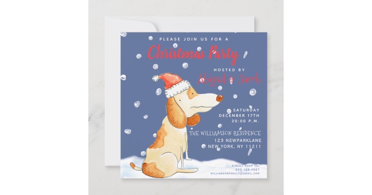Cute Cartoon Dog - Christmas Party Invitation | Zazzle