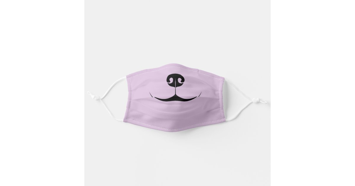 Cute cartoon dog mouth light purple adult cloth face mask | Zazzle