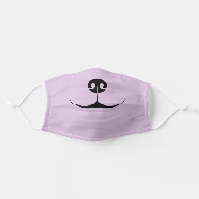 Cute cartoon dog mouth light purple adult cloth face mask | Zazzle