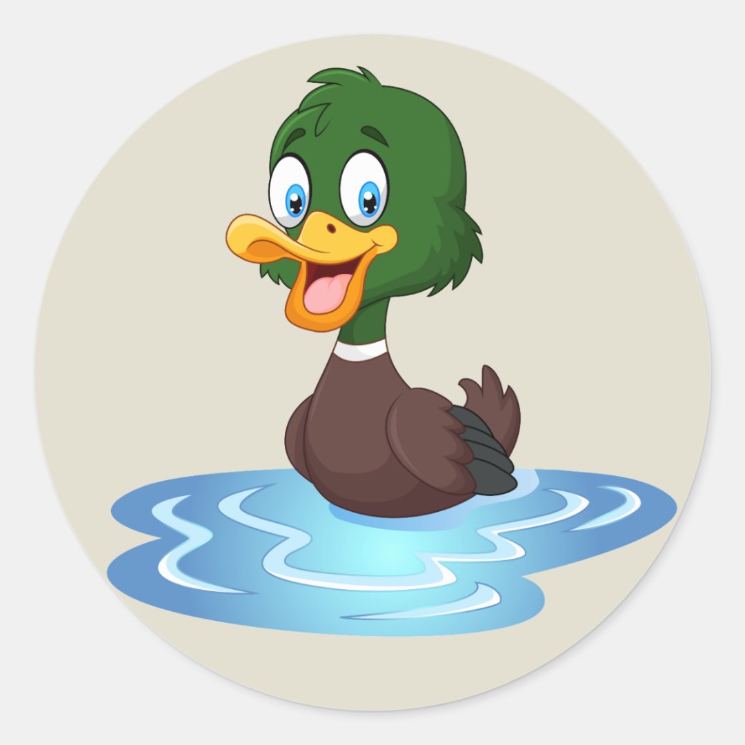 Cute Cartoon Duck Classic Round Sticker | Zazzle