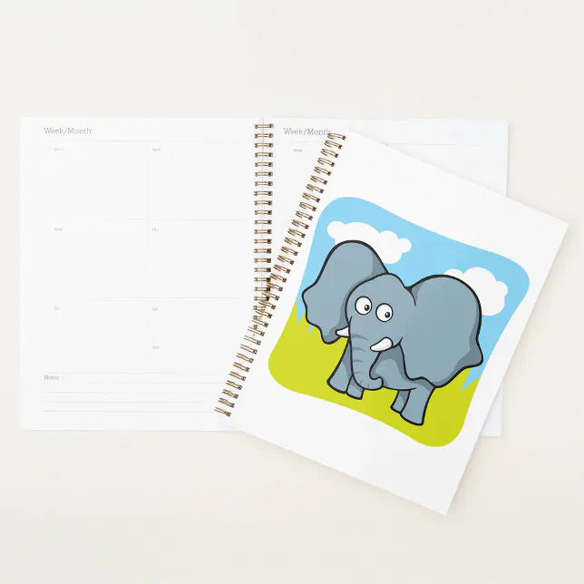 Cute Cartoon Elephant Fun Jungle Animal Planner | Zazzle