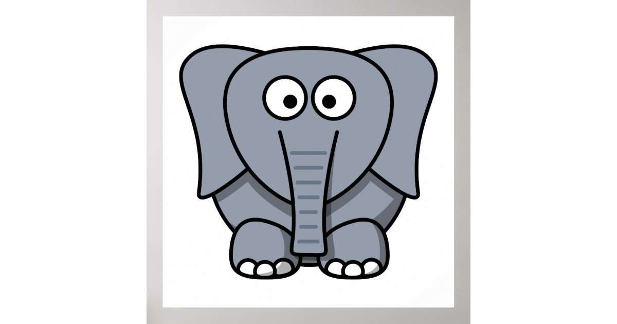 Cute Cartoon Elephant Poster | Zazzle