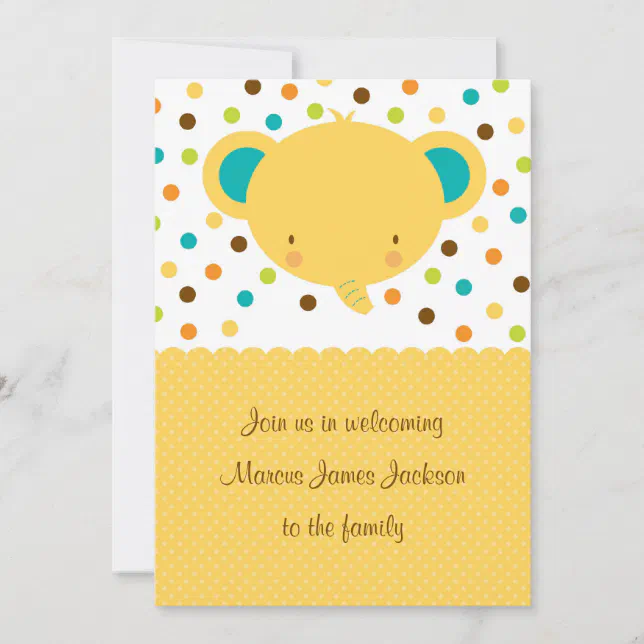 Cute Cartoon Elephant Welcome Baby Party Invite | Zazzle