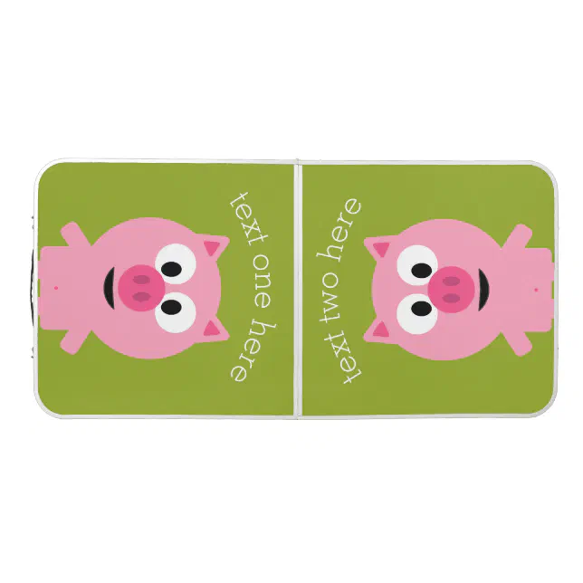 Cute Cartoon Farm Pig - Pink and Lime Green Beer Pong Table | Zazzle