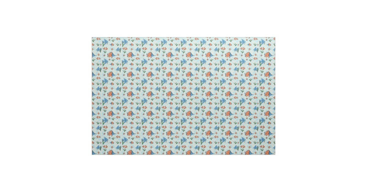 Cute Cartoon Fish Fabric | Zazzle