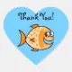 Cute cartoon fish thank you heart sticker | Zazzle