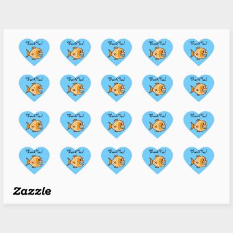 Cute cartoon fish thank you heart sticker | Zazzle