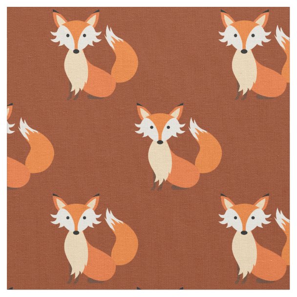 Cute Cartoon Foxes Fabric | Zazzle