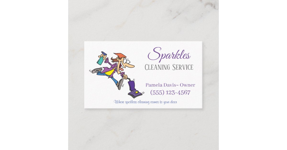 Cute Cartoon Funny Maid House Cleaning Services Business Card | Zazzle