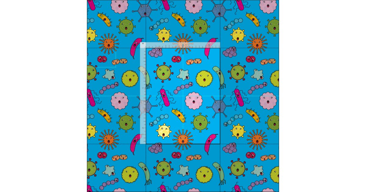 Cute Cartoon Germs Fabric | Zazzle