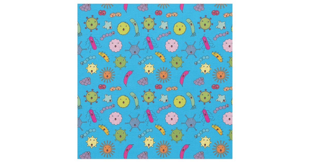 Cute Cartoon Germs Fabric | Zazzle