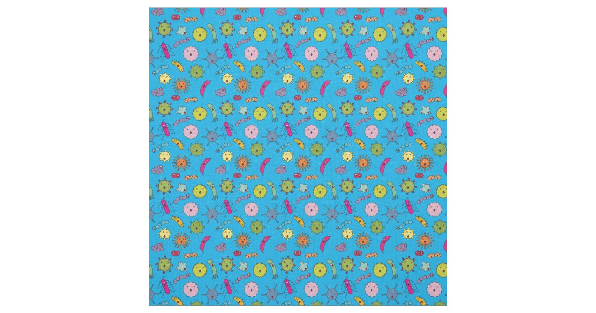 Cute Cartoon Germs Fabric | Zazzle