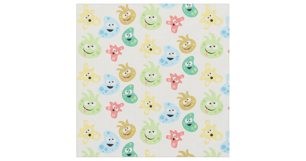 Cute Cartoon Germs Viruses Bacteria Microbe Fabric | Zazzle