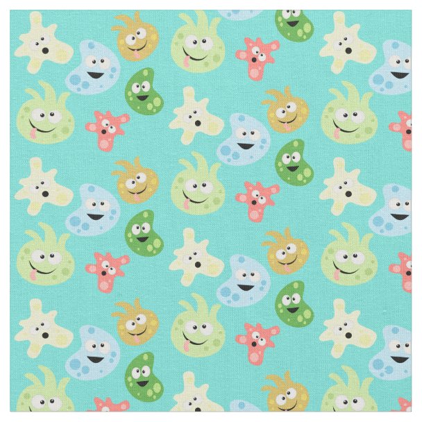 Cute Cartoon Germs Viruses Bacteria Microbe Fabric | Zazzle
