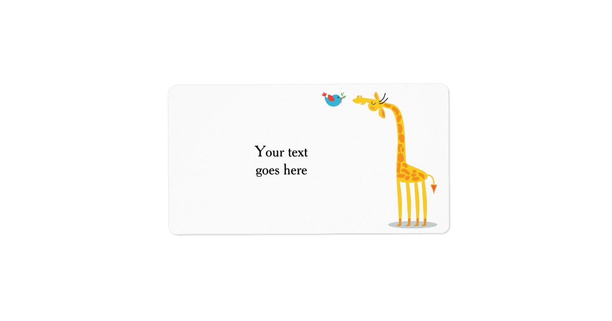 Cute cartoon giraffe and bird label | Zazzle