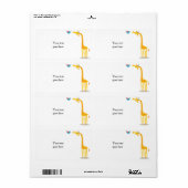 Cute cartoon giraffe and bird label | Zazzle