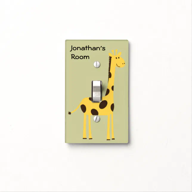 Cute Cartoon Giraffe Kid's Custom Color Name Room Light Switch Cover ...