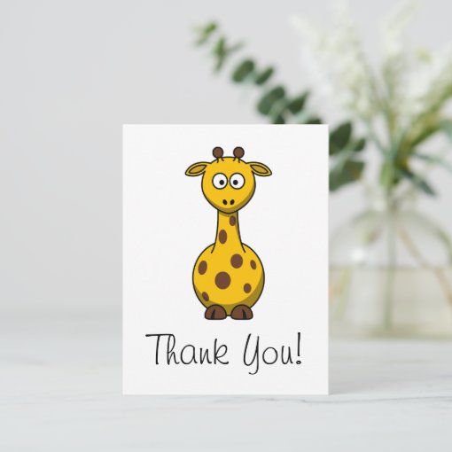 Cute Cartoon Giraffe Thank You Card | Zazzle