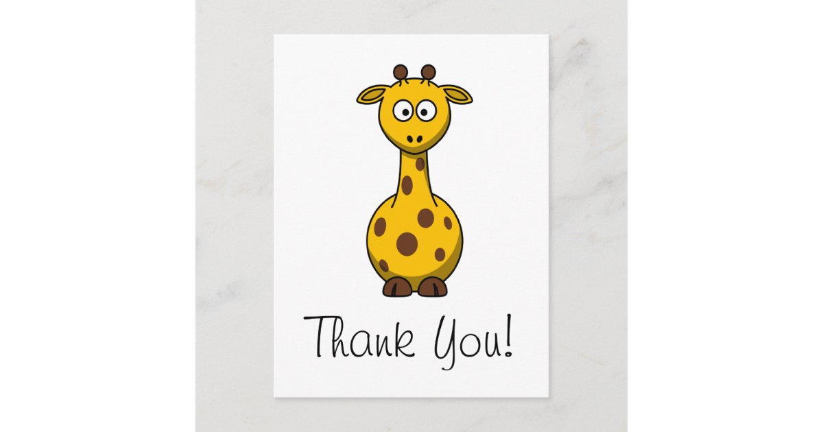 Cute Cartoon Giraffe Thank You Card | Zazzle