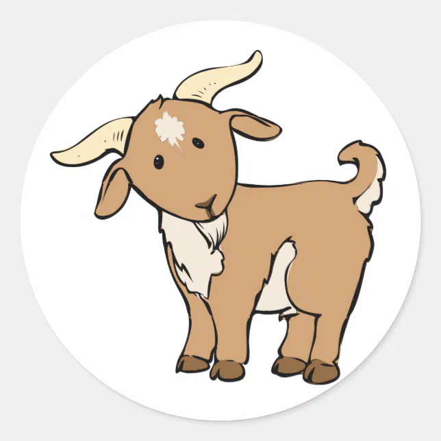 Cute Cartoon Goat Classic Round Sticker | Zazzle