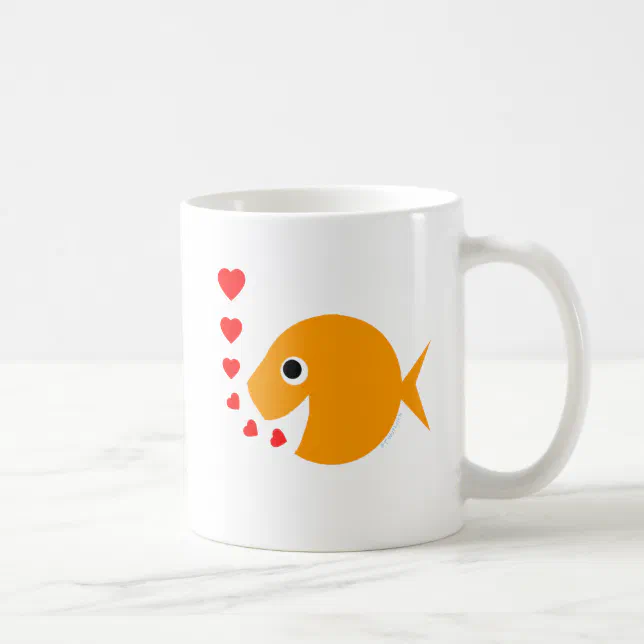 Cute Cartoon Goldfish Happy in Love Blowing Kisses Coffee Mug | Zazzle