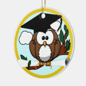 Cute Cartoon Graduation Owl With Cap & Diploma Ceramic Ornament | Zazzle