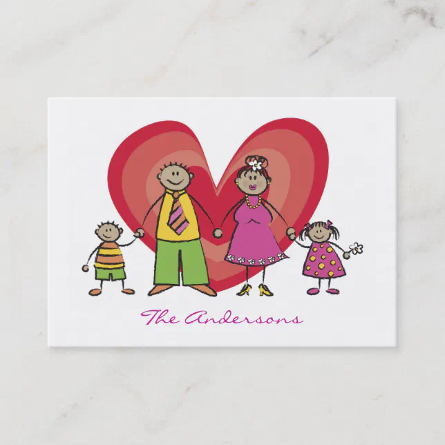 Cute Cartoon Happy Family Contact Calling Card | Zazzle