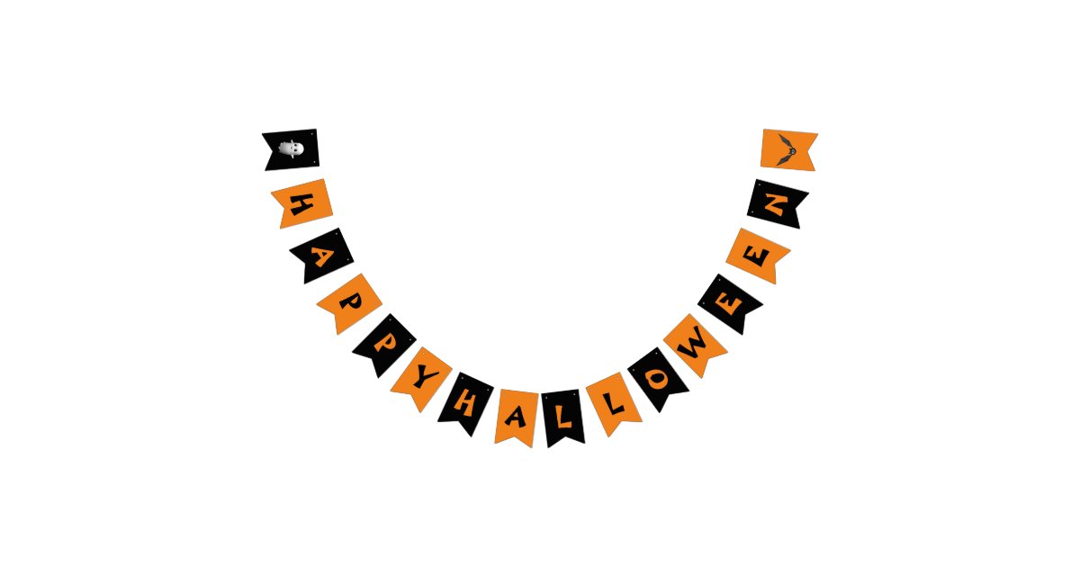 Cute Cartoon Happy Halloween Bunting Flags | Zazzle