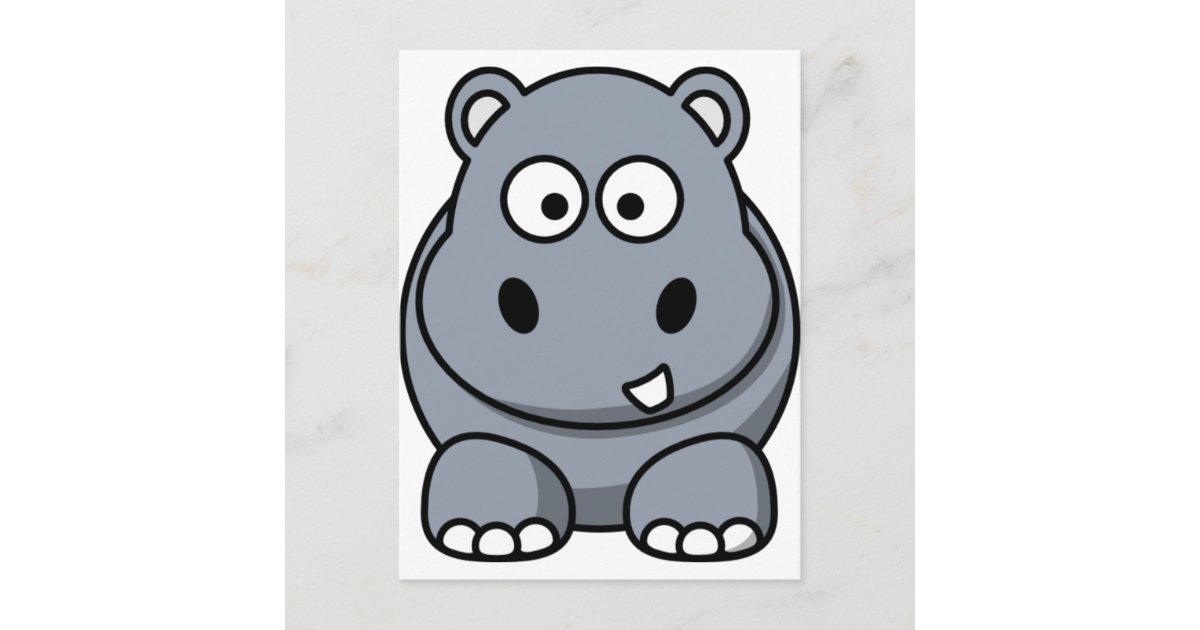 Cute Cartoon Hippo Postcard | Zazzle