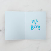 Cute Cartoon It’s a Boy Text in Bright Blue - Card | Zazzle