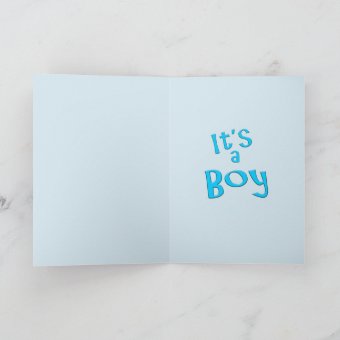 Cute Cartoon It’s a Boy Text in Bright Blue - Card | Zazzle