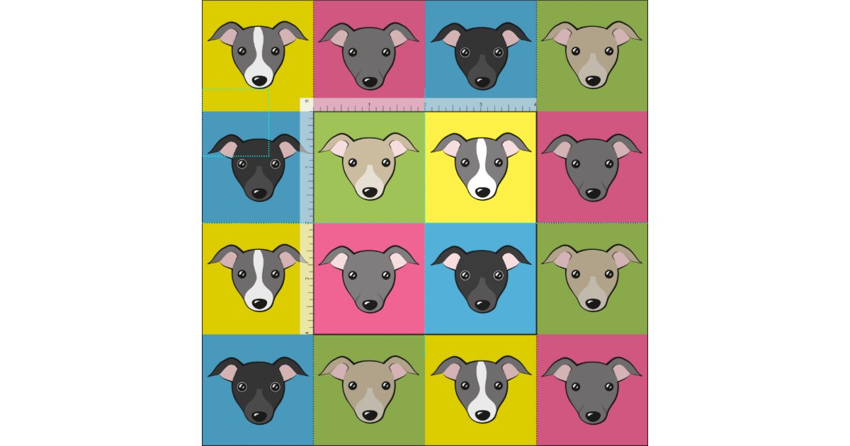 Cute cartoon Italian greyhounds pop art pattern Fabric | Zazzle