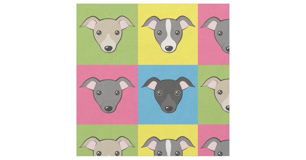 Cute cartoon Italian greyhounds pop art pattern Fabric | Zazzle