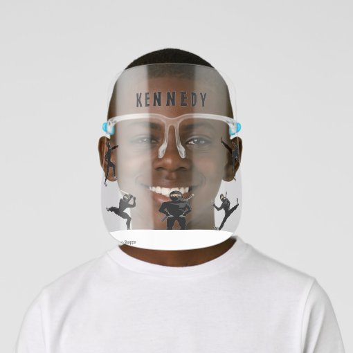 Cute Cartoon Kid Warrior Ninja Face Shield | Zazzle
