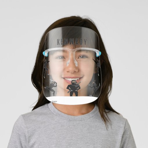 Cute Cartoon Kid Warrior Ninja Face Shield | Zazzle