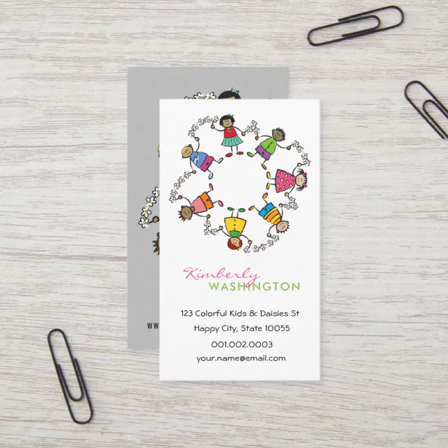 Cute Cartoon Kids Happy Friends Around The World Business Card | Zazzle