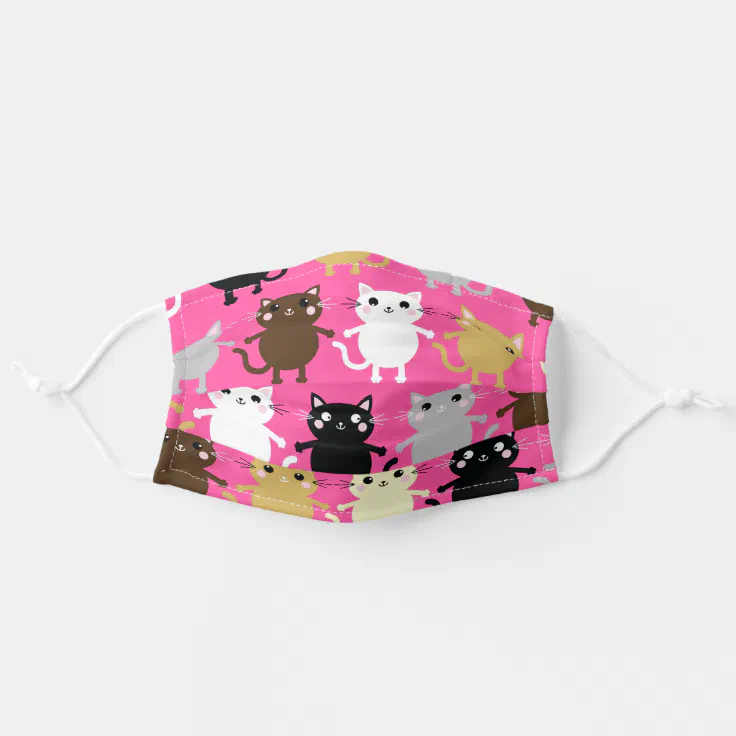 Cute Cartoon Kitty Cats Kids Print Adult Cloth Face Mask | Zazzle