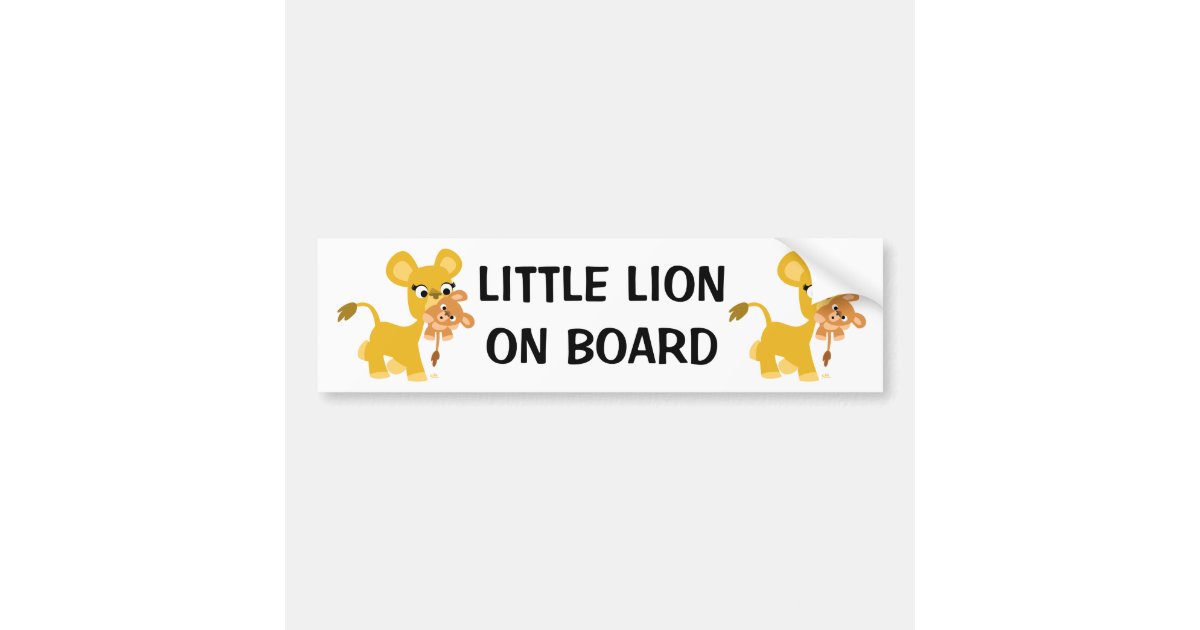 Cute Cartoon Lioness Carrying Her Cub Bumper Sticker | Zazzle