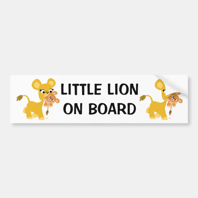 Cute Cartoon Lioness Carrying Her Cub Bumper Sticker | Zazzle