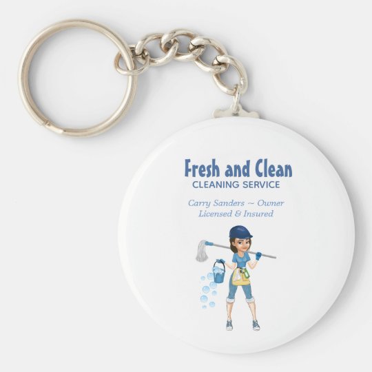 Cute Cartoon Maid House Cleaning Service Keychain | Zazzle.com