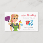 Cute Cartoon Maid House Cleaning Service QR Code Business Card | Zazzle