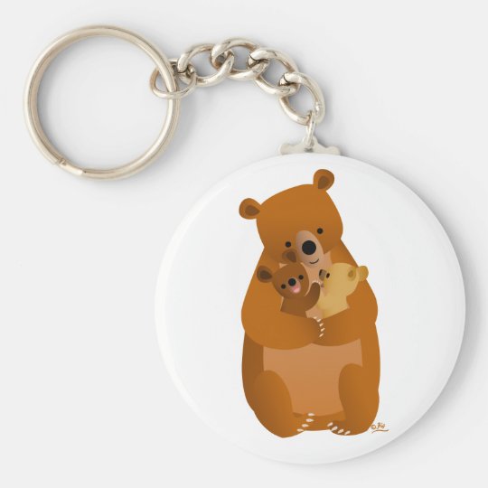 Cute Cartoon Mama Bear and cubs keychain | Zazzle.com