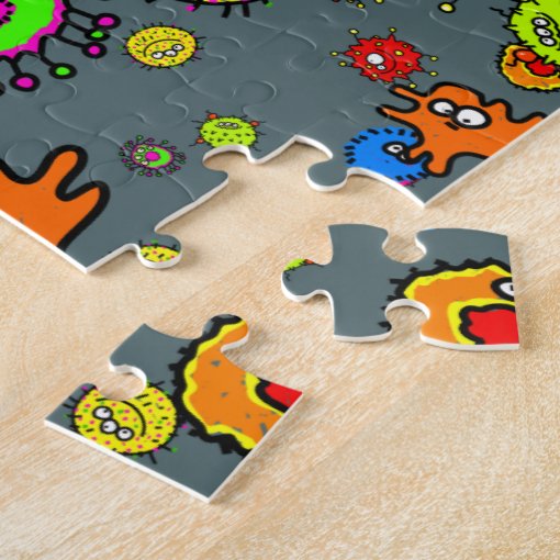 Cute Cartoon Microscopic Germ Wallpaper Jigsaw Puzzle | Zazzle