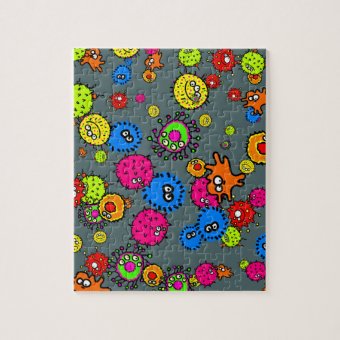Cute Cartoon Microscopic Germ Wallpaper Jigsaw Puzzle | Zazzle