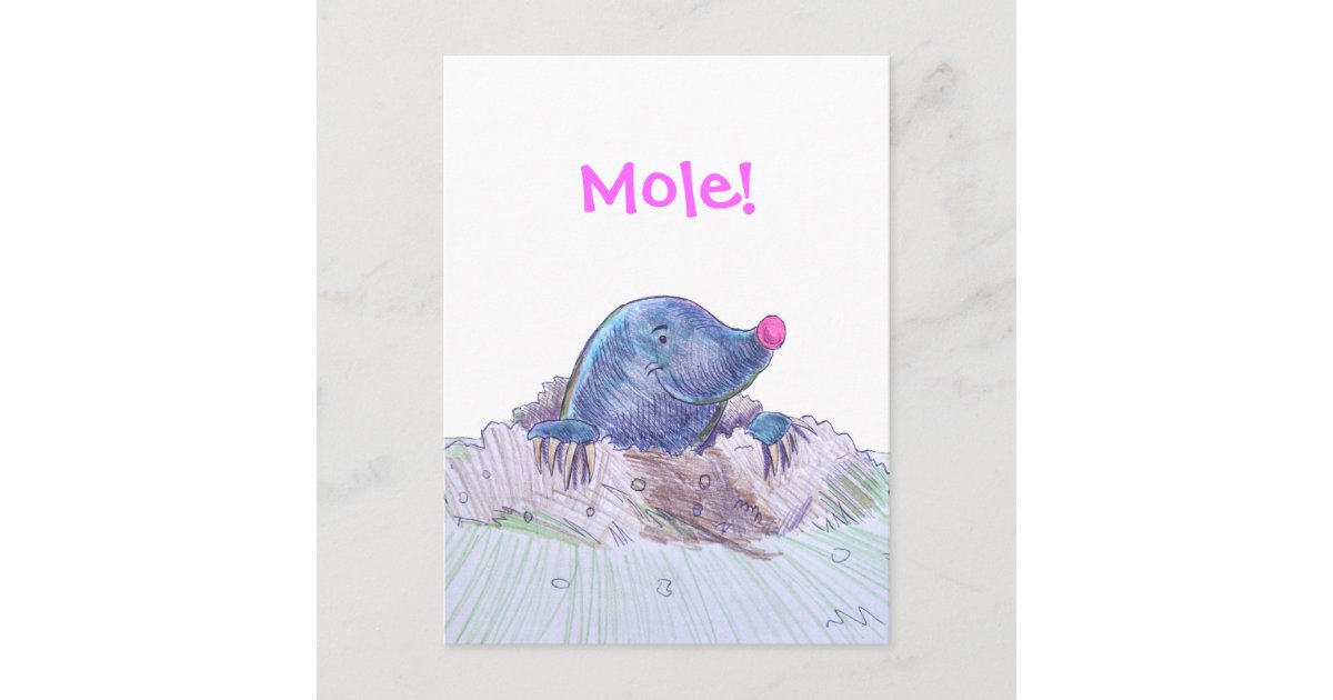 Cute Cartoon Mole and Molehill Postcard | Zazzle