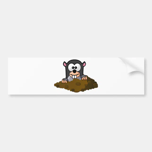 Cute Cartoon Mole Popping Up Out of the Ground Bumper Sticker | Zazzle